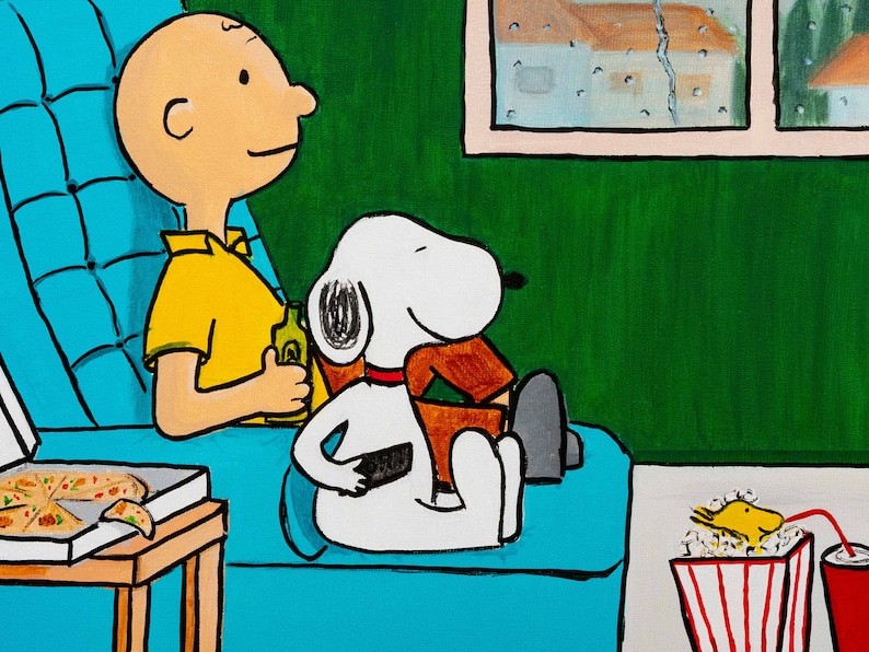 Snoopy & Charlie Watching Netflix Original Acrylic Pop Art Painting ...