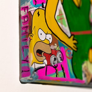 The Simpsons Original Acrylic Preppy Pop Art Painting, Stretched Canvas ...