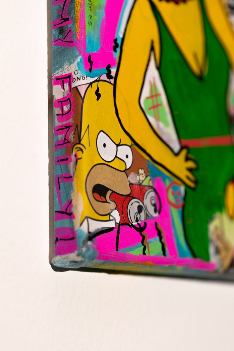 The Simpsons Original Acrylic Preppy Pop Art Painting, Stretched Canvas ...