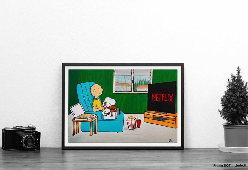 Snoopy & Charlie Watching Netflix Fine Art Giclée Print of My Original ...