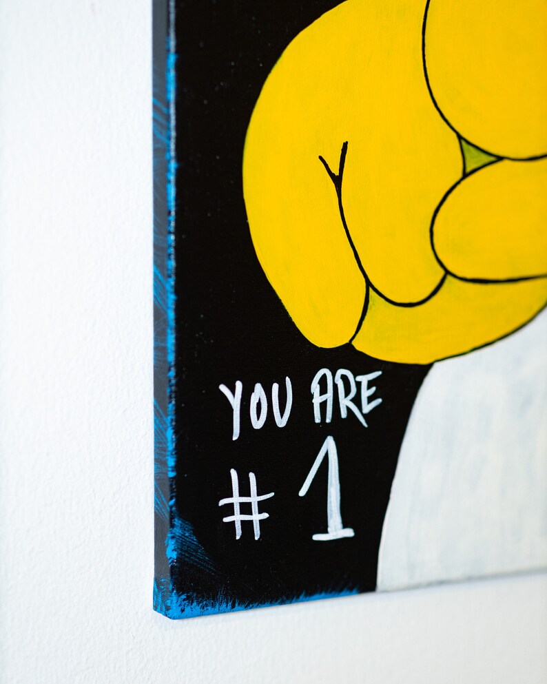 Homer Simpson ''you Rock'' Original Acrylic Pop Art Painting, Stretched ...