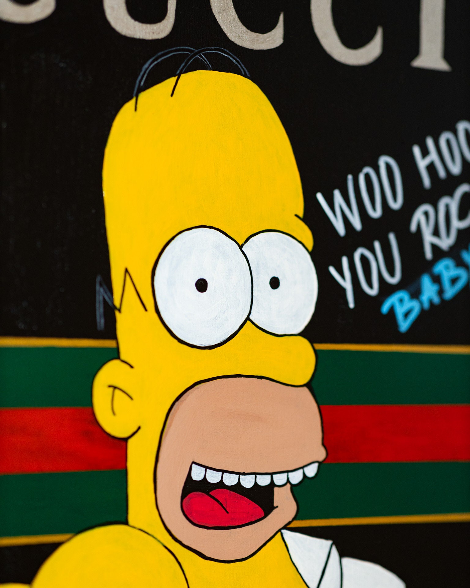 Homer Simpson ''you Rock'' Original Acrylic Pop Art Painting, Stretched ...