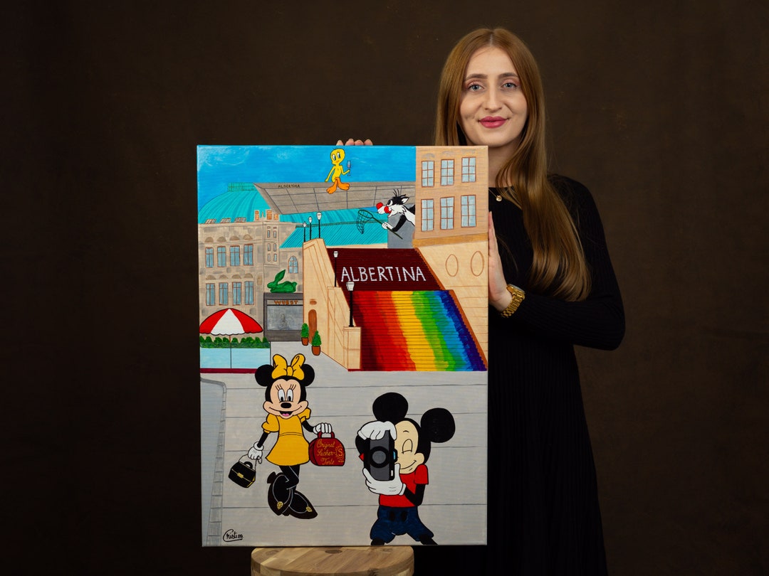 Mickey Mouse and Minnie Mouse Original Acrylic Pop Art Painting ...