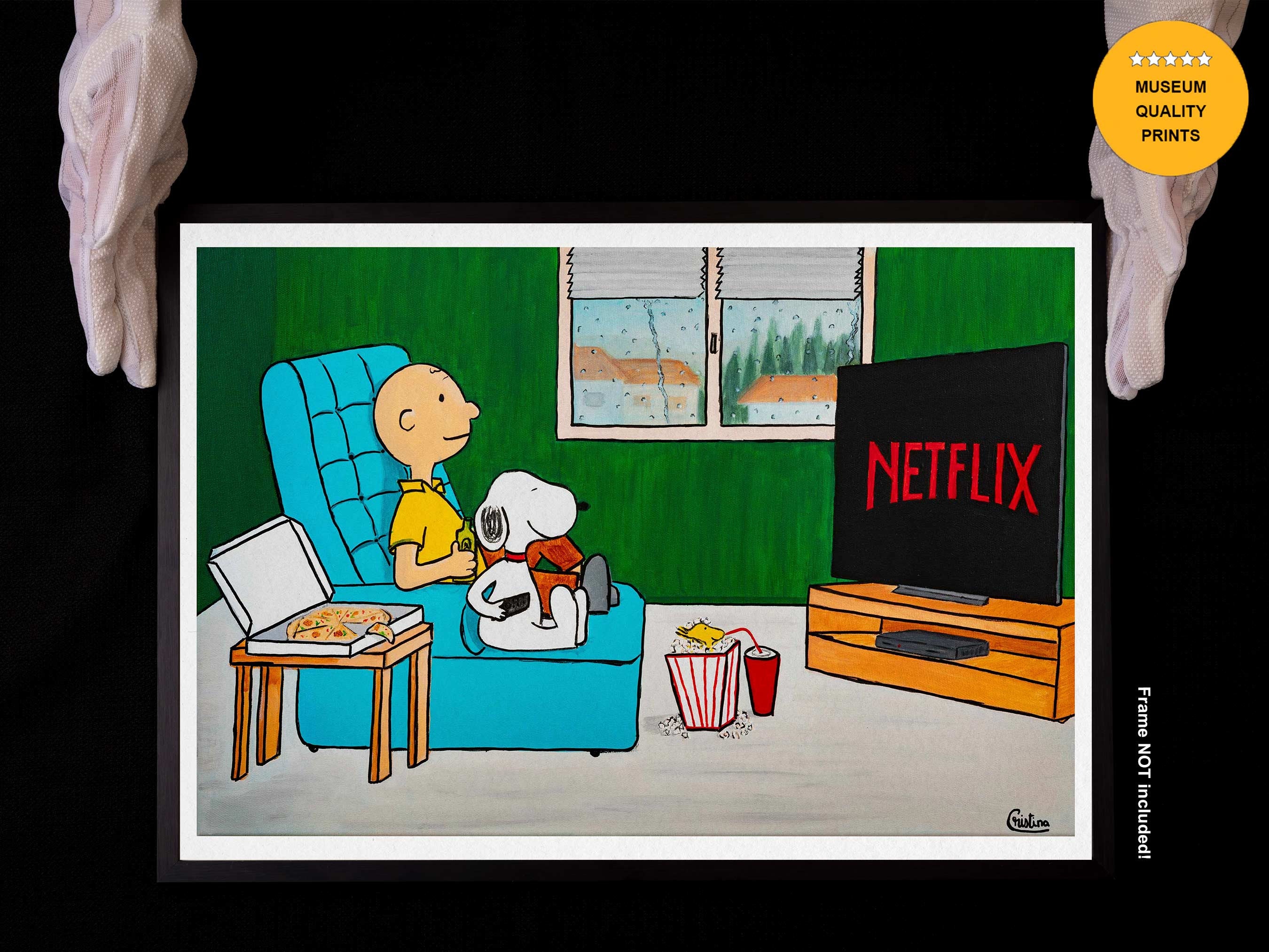 Snoopy & Charlie Watching Netflix Fine Art Giclée Print of My Original ...