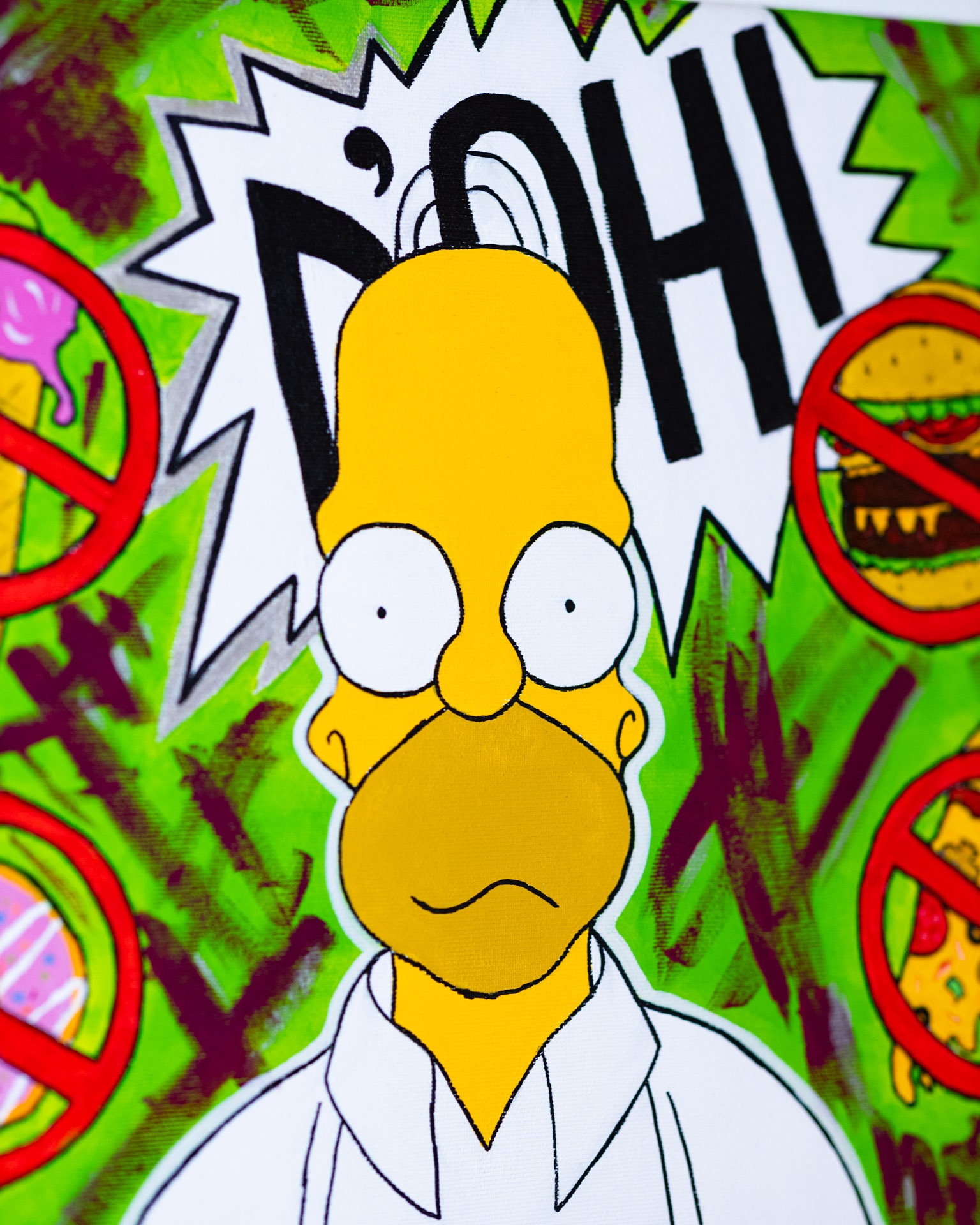 Homer Simpson Original Acrylic Pop Art Painting, Stretched Canvas on ...