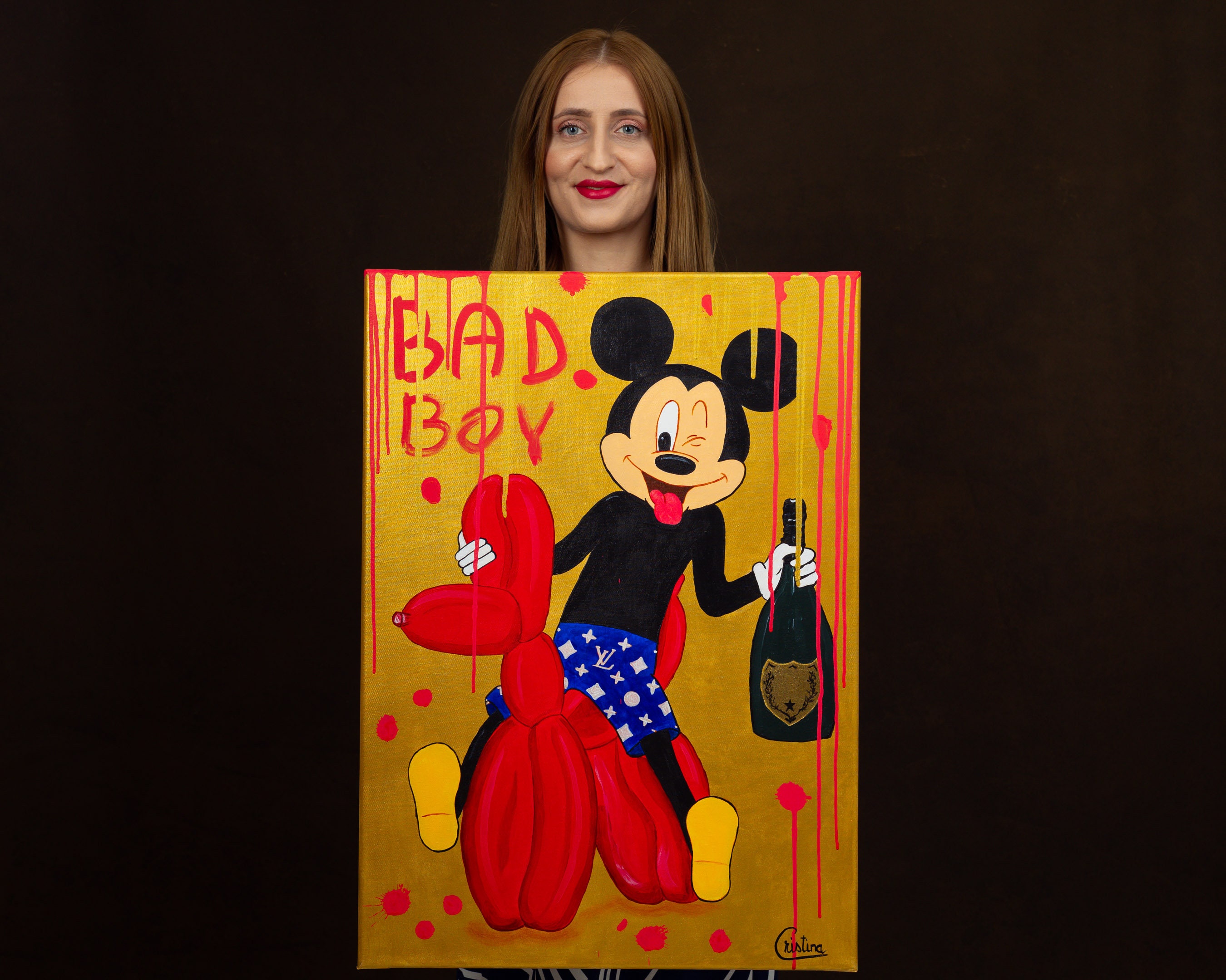 Mickey Mouse Original Acrylic Pop Art Painting, Stretched Canvas on ...