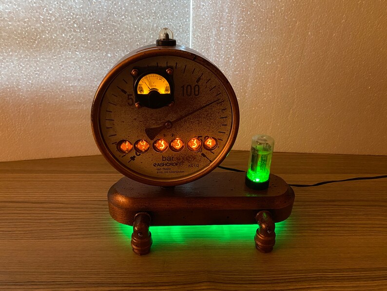 Vintage Pressure Gauge With Nixie Clock - Etsy