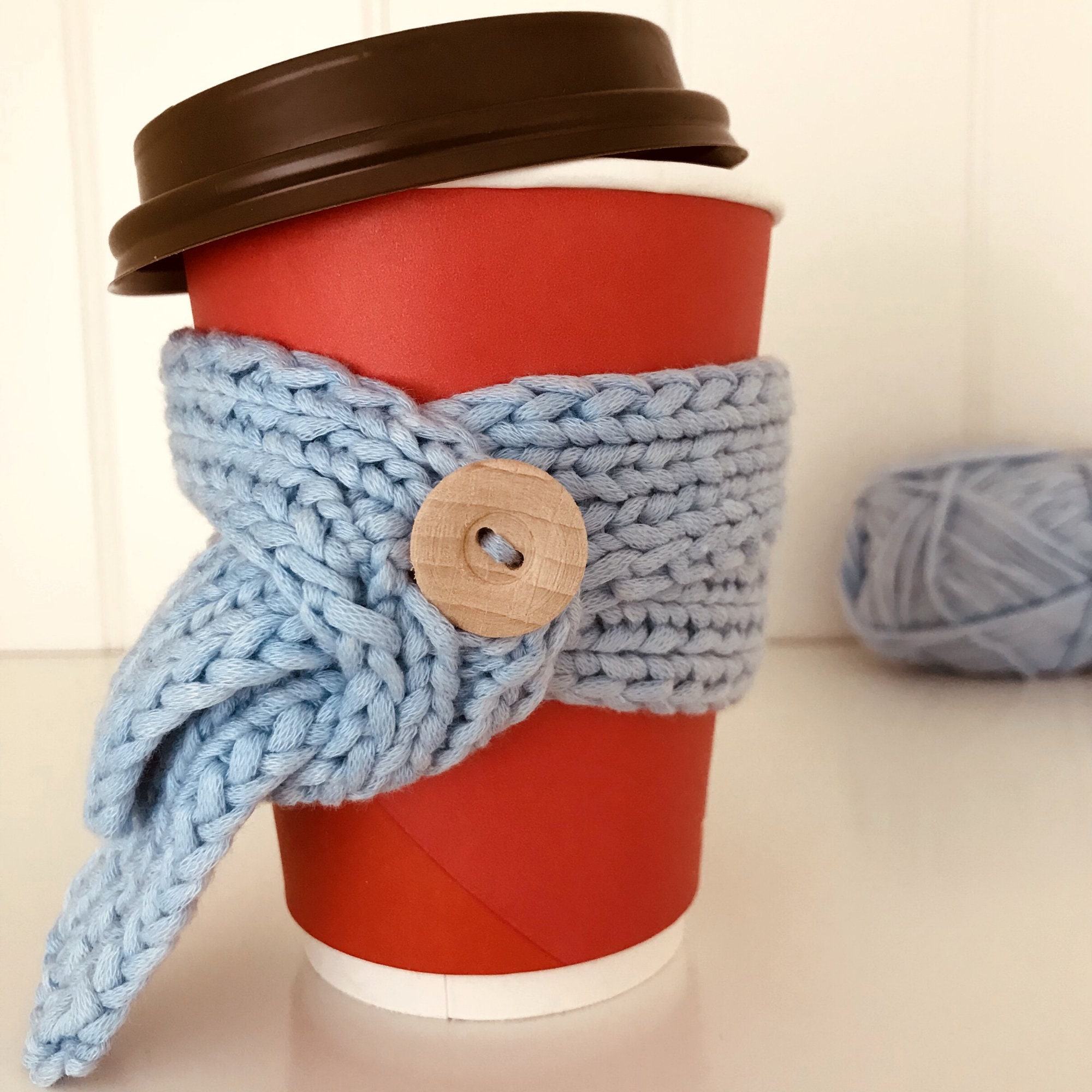 Knitting PATTERN: Easy Knit Coffee Cup Cozy Scarf (PDF Pattern) - Etsy