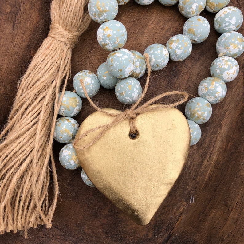 Blessing Bead Garland With Heart and Tassel small - Etsy
