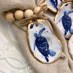 Oyster Shell Napkin Rings: Sea Turtle Nautical Table Decor - Etsy