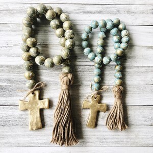 Blessing Bead Garland With Cross and Tassel small - Etsy