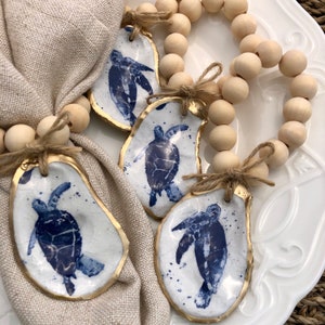 Oyster Shell Napkin Rings: Sea Turtle Nautical Table Decor - Etsy