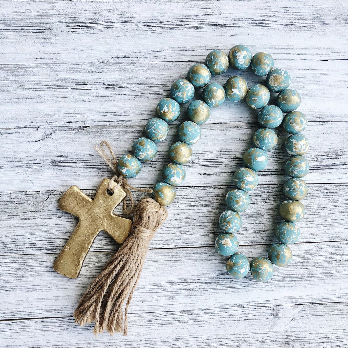 Blessing Bead Garland with Cross and Tassel Small | Etsy