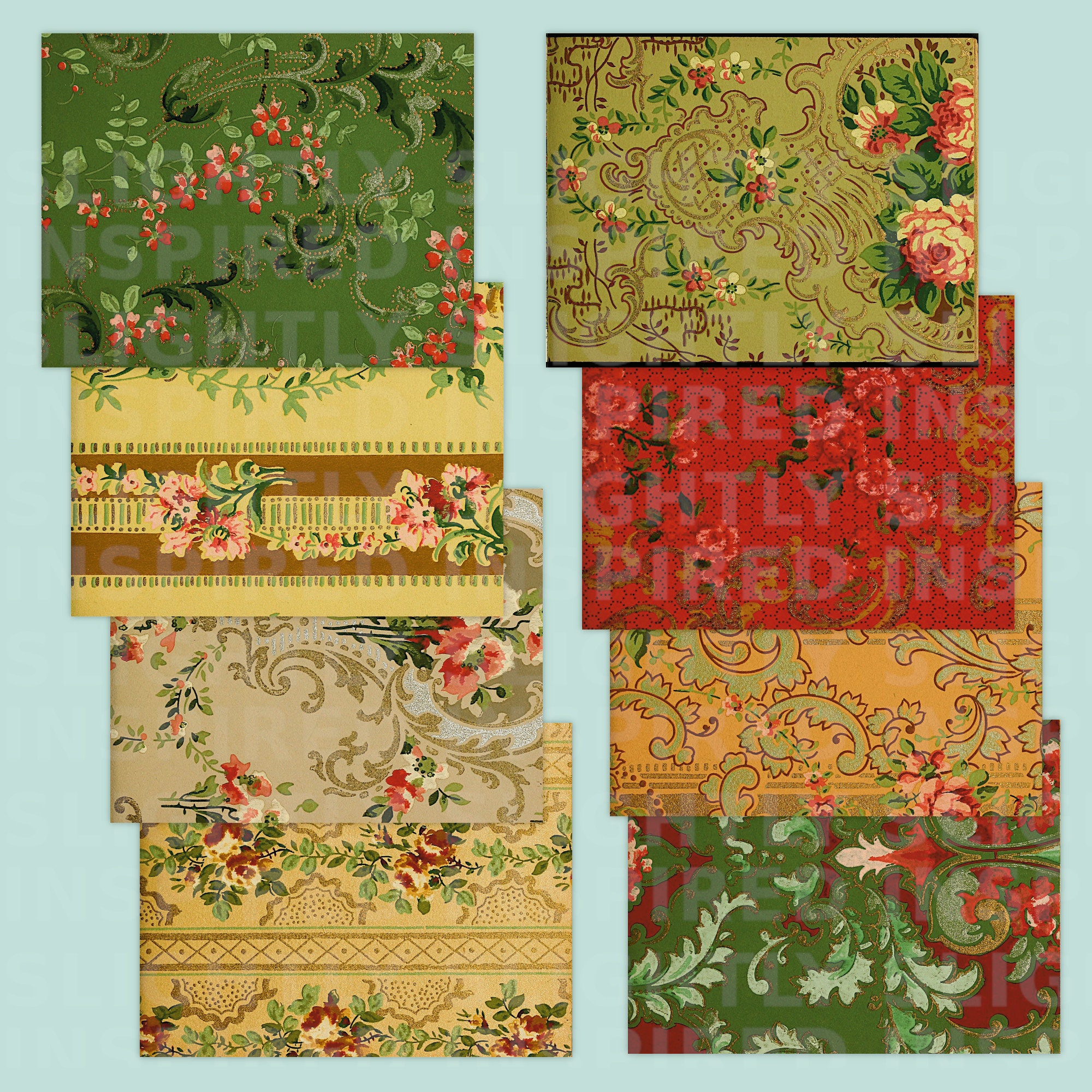 Vintage Wallpaper Printable Set 1 Wallpaper Samples Junk - Etsy