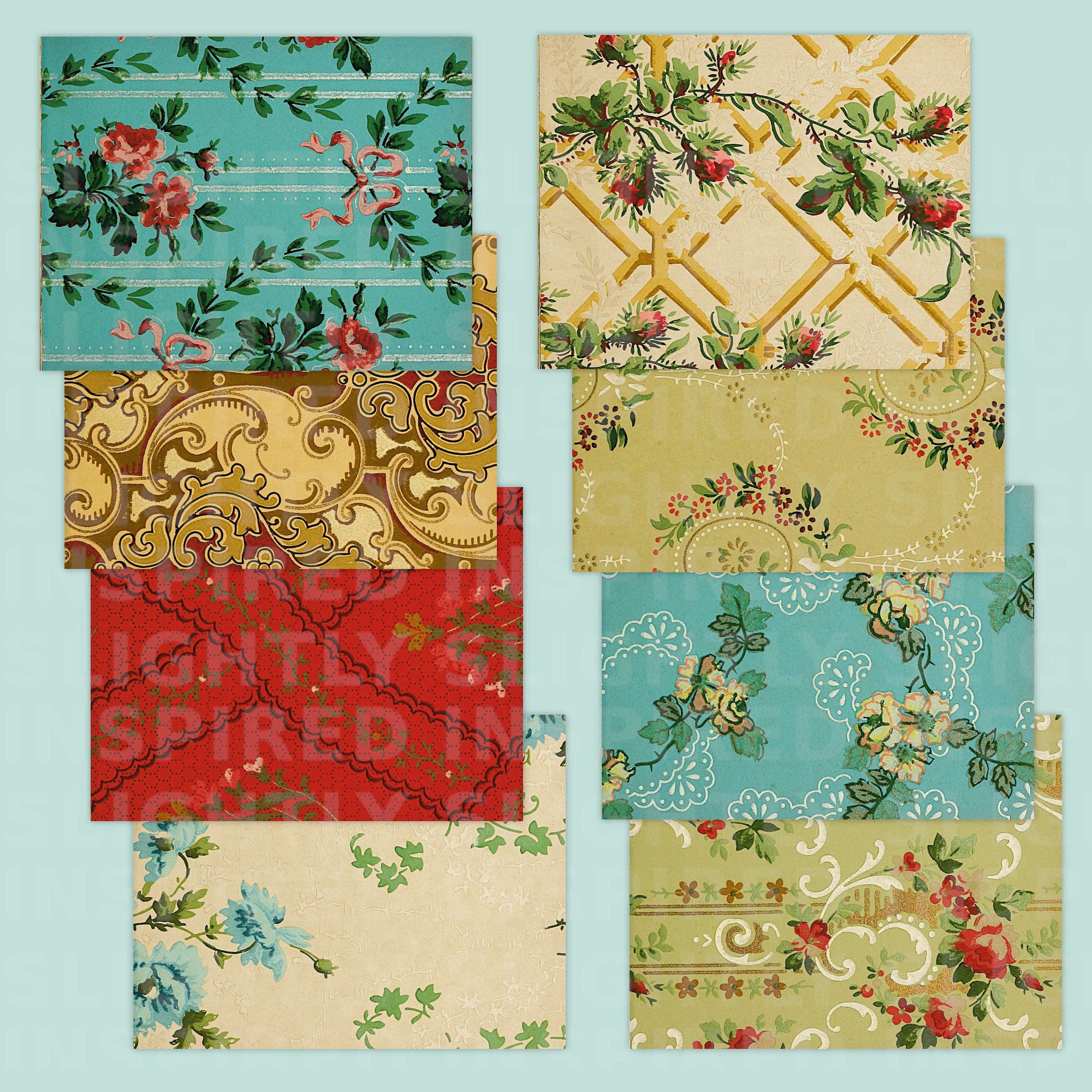 Vintage Wallpaper Printable Set 1 Wallpaper Samples Junk - Etsy