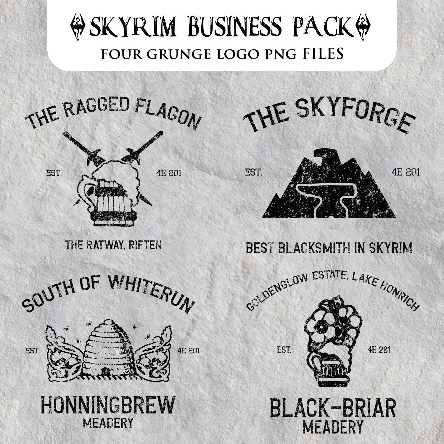 PNG Sublimation Skyrim Business Logos, Grunge Elder Scrolls Bundle - Etsy