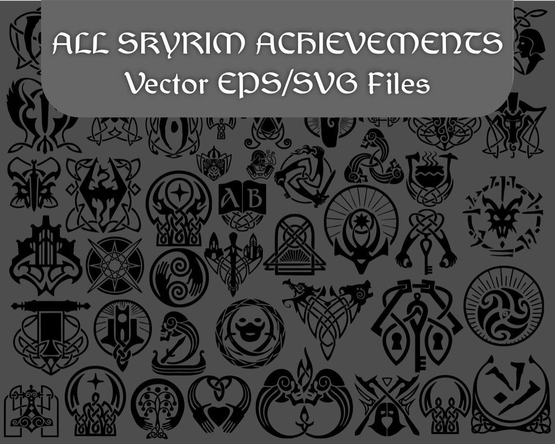 Vector EPS/SVG Skyrim Achievement Award Icons - Etsy