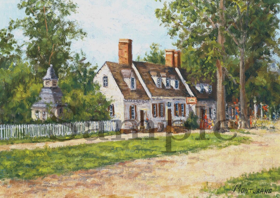 Shields Tavern Print, Colonial Williamsburg Art, Townscape Lithograph ...