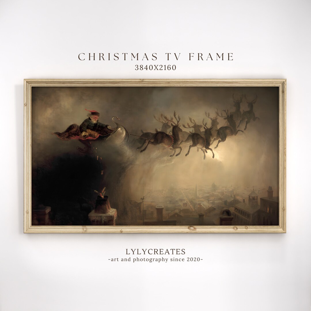Vintage Santa Christmas Frame Tv Art, Samsung Santa Sleigh TV Art ...