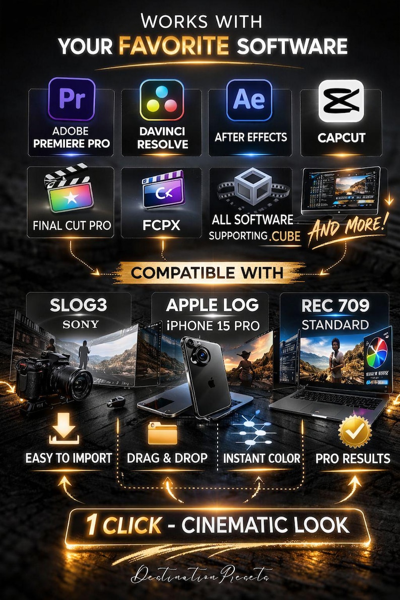 Cinematic Luts Bundle | 60+ SLOG3, Apple Log & Rec.709 Luts | Premiere ...