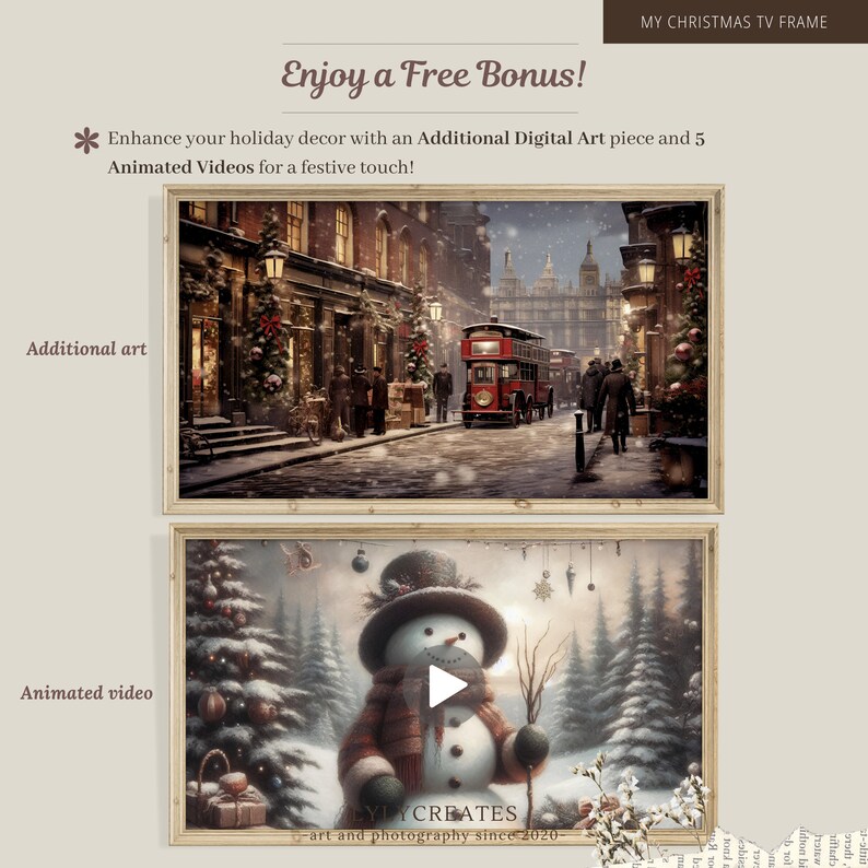 Vintage Snowman Christmas Frame Tv Art, Samsung Holiday TV Art ...