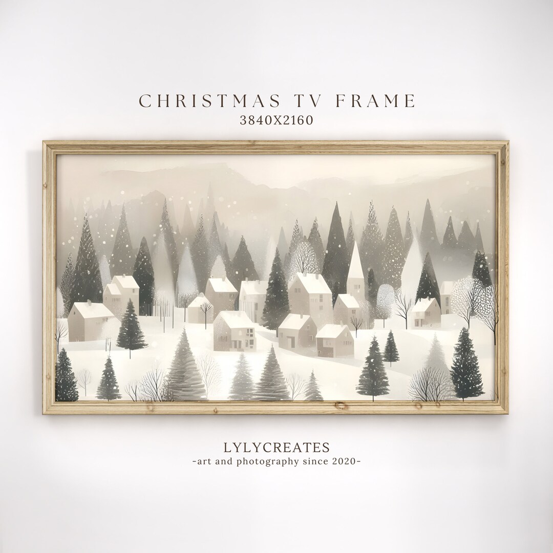 Vintage Christmas Village Frame Tv Art, Samsung Winter Town Landscape ...