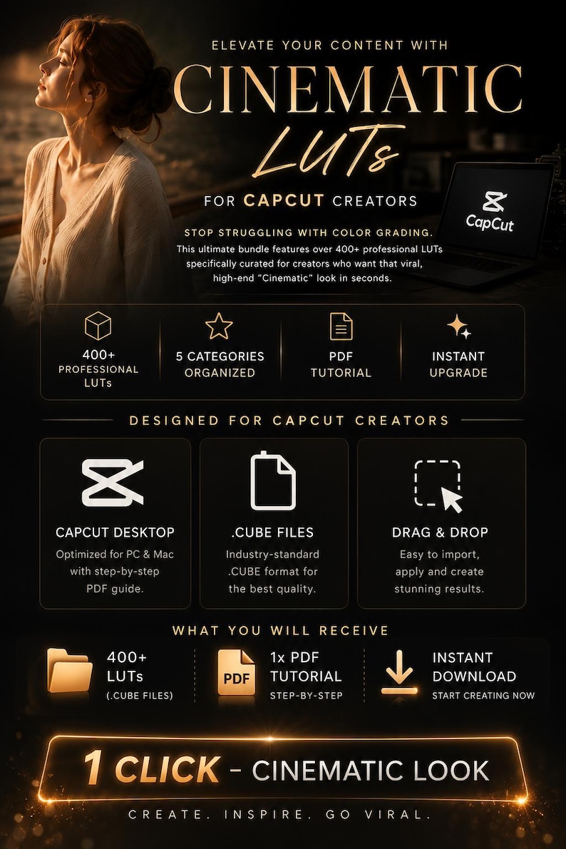 400+ Aesthetic Capcut Luts Bundle - Cinematic Film Tones, Dreamy ...