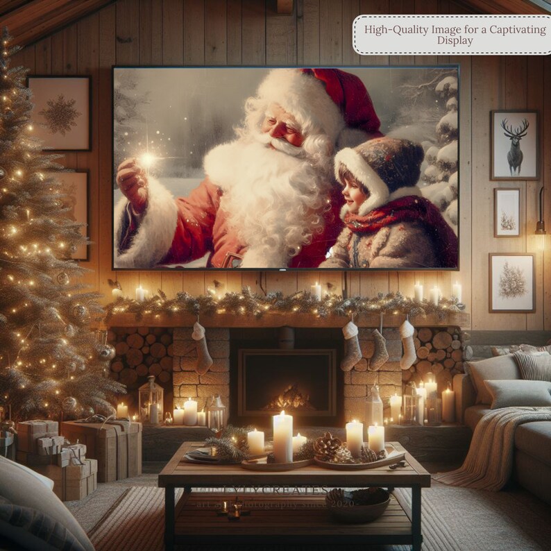 Vintage Santa Christmas Frame Tv Art, Samsung Santa Claus TV Art ...