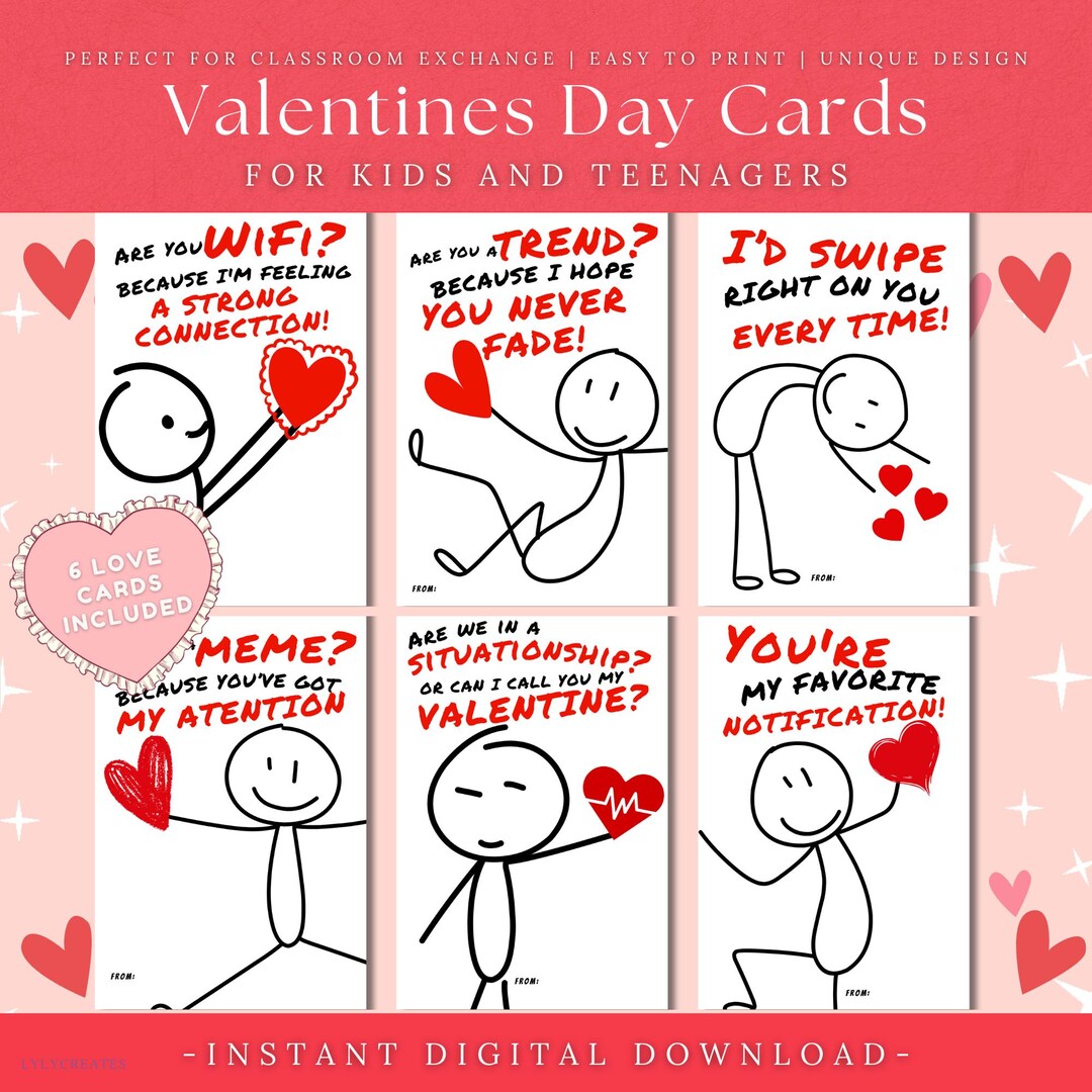 Slang Kids Valentine's Day Cards, Funny Printable Classroom Valentines ...