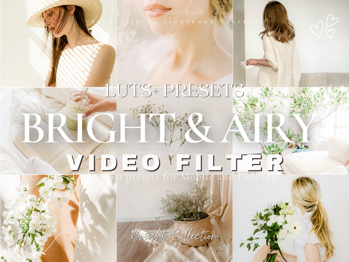 12 BRIGHT AND CLEAN Video Filter and Lightroom Presets, Light and Airy ...