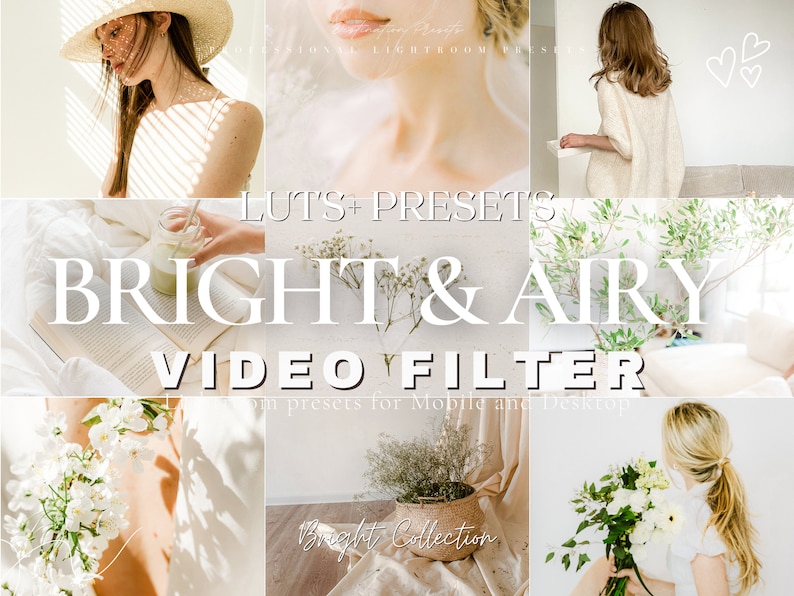 12 BRIGHT AND CLEAN Video Filter and Lightroom Presets, Light and Airy ...