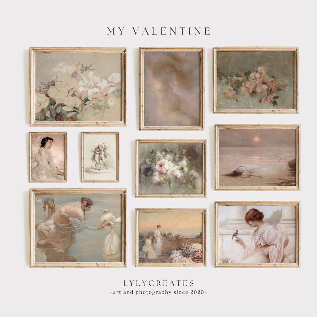 Valentines Day Vintage Wall Art Prints Set | Romantic Wall Art | Set of ...