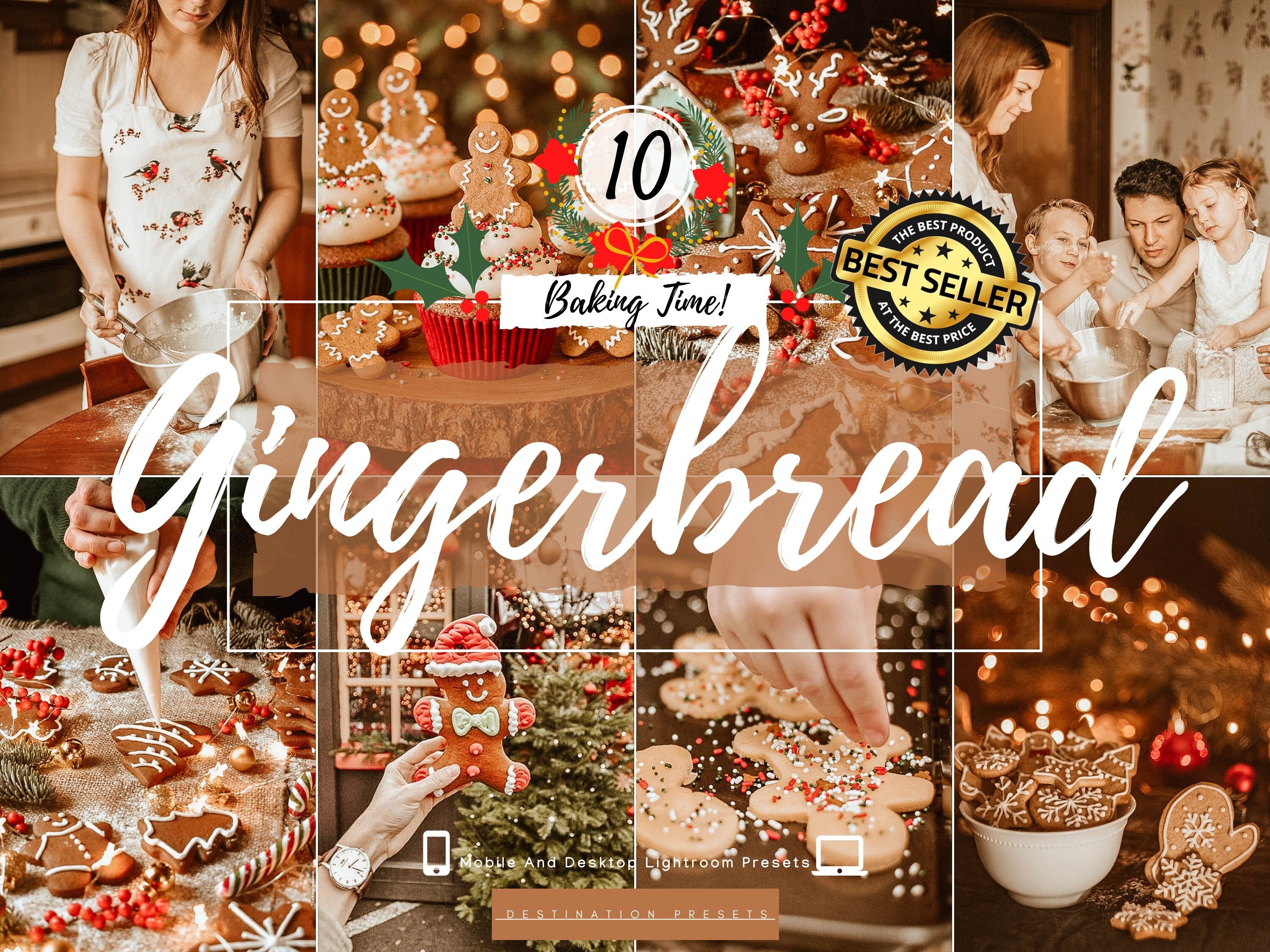 GINGERBREAD Lightroom Presets Christmas Presets for Family Warm Tone ...