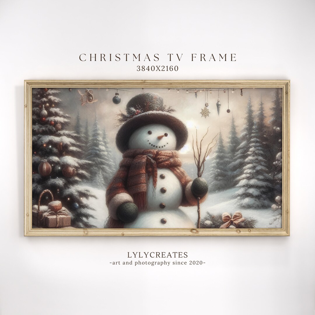 Vintage Snowman Christmas Frame Tv Art, Samsung Holiday TV Art ...