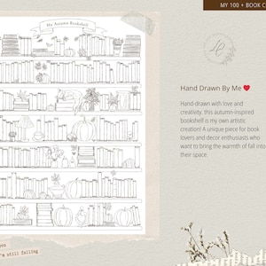 Bookshelf Reading Tracker Printable Fall Book Reading Challenge Book ...