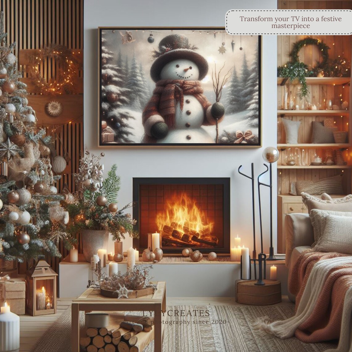 Vintage Snowman Christmas Frame Tv Art, Samsung Holiday TV Art ...