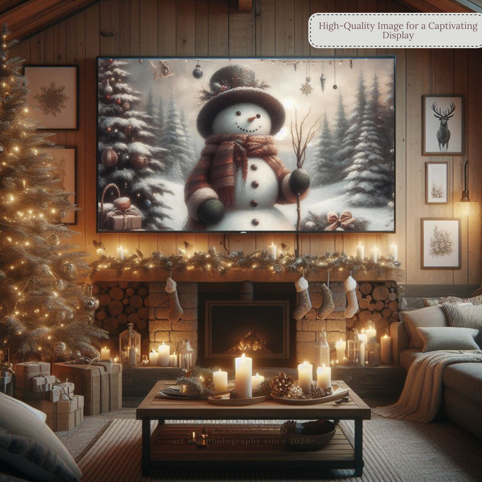 Vintage Snowman Christmas Frame Tv Art, Samsung Holiday TV Art ...
