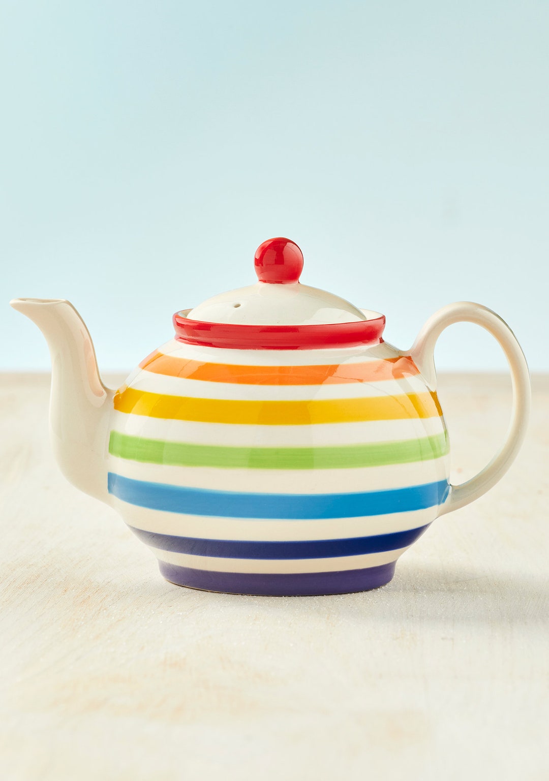 Unique Ceramic Teapot, Colorful off White & Rainbow Stripes, Handmade ...