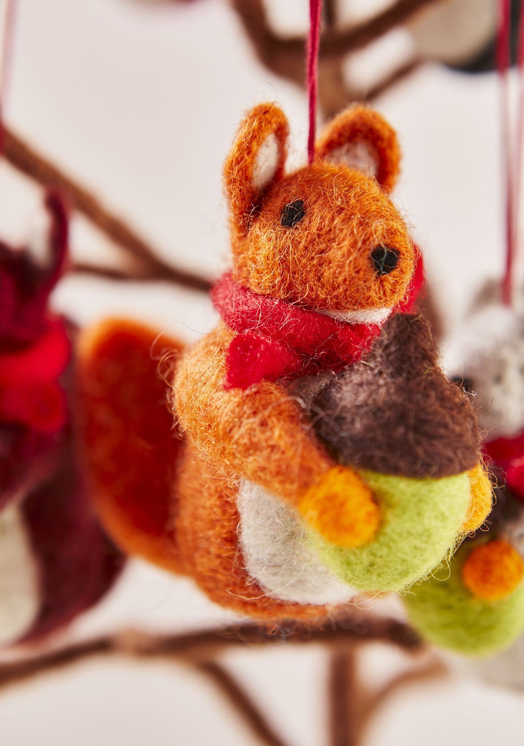 Felt Squirrel With Acorn, Needle Felt, Christmas Tree Decoration, Hand ...