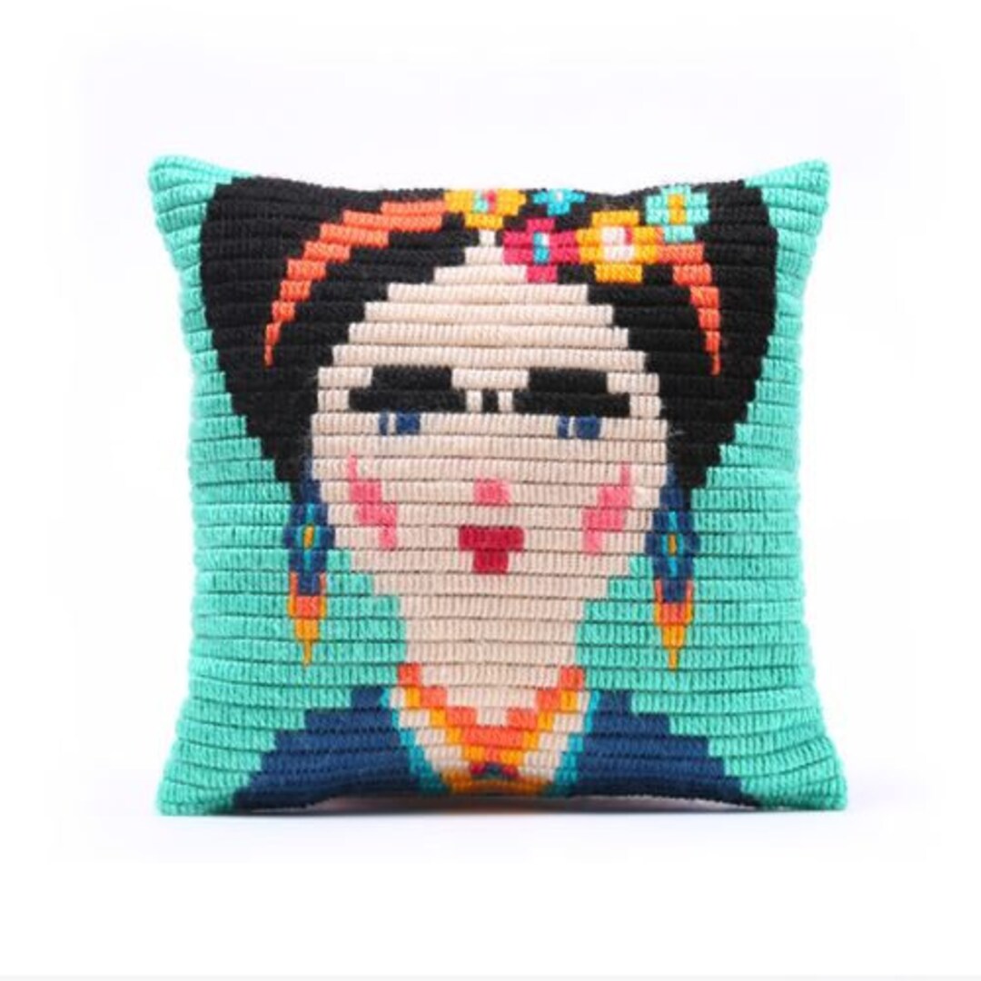 Make Your Own Frida Kahlo Embroidered Pillow, Needlepoint Craft Kit ...