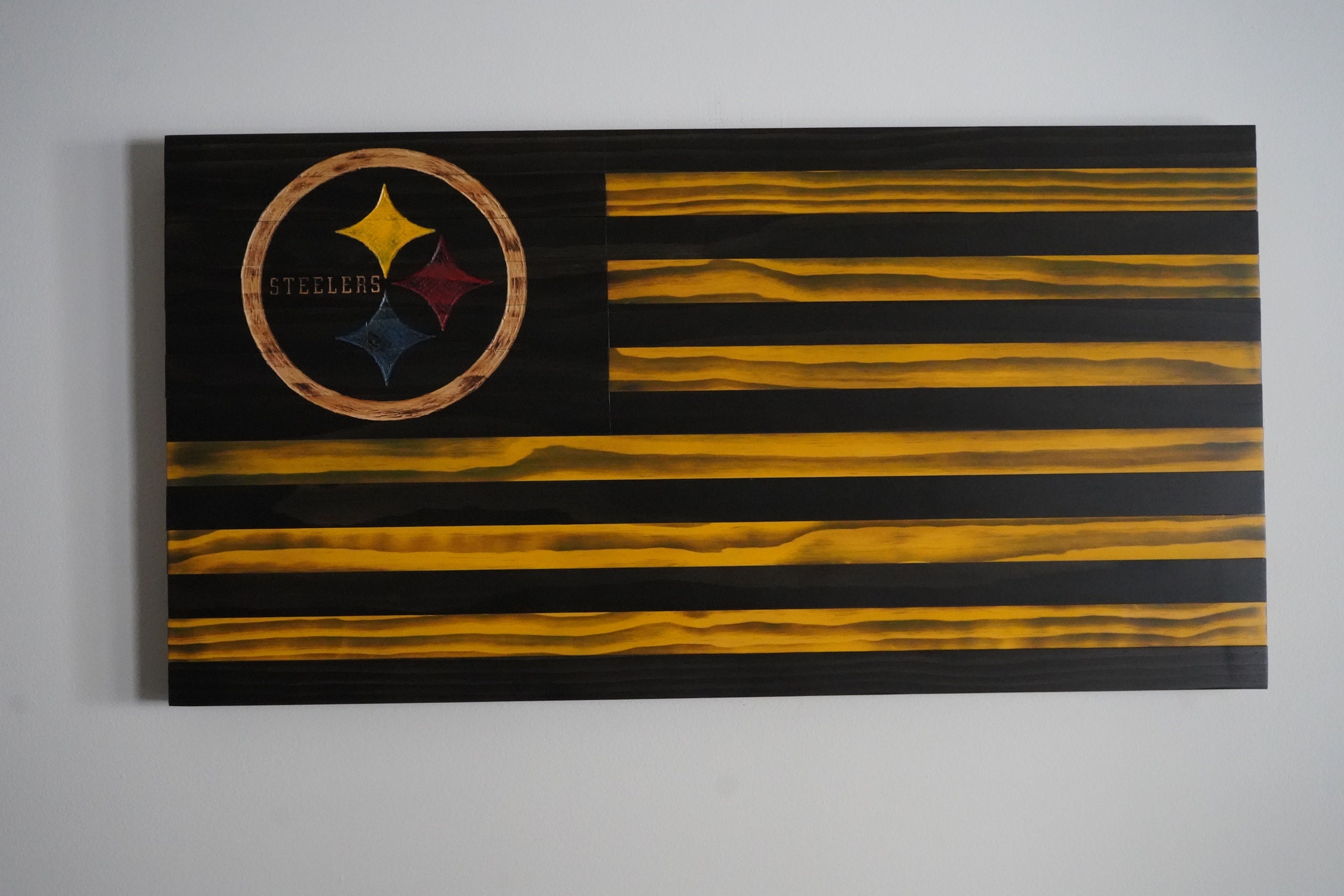 Pittsburgh Steelers Wood Flag | Etsy