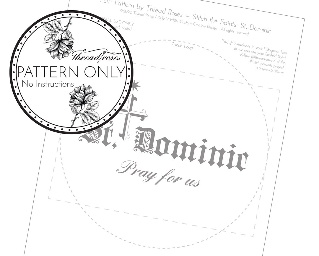 St. Dominic - Pattern Only, No Instructions - Catholic Embroidery - Etsy