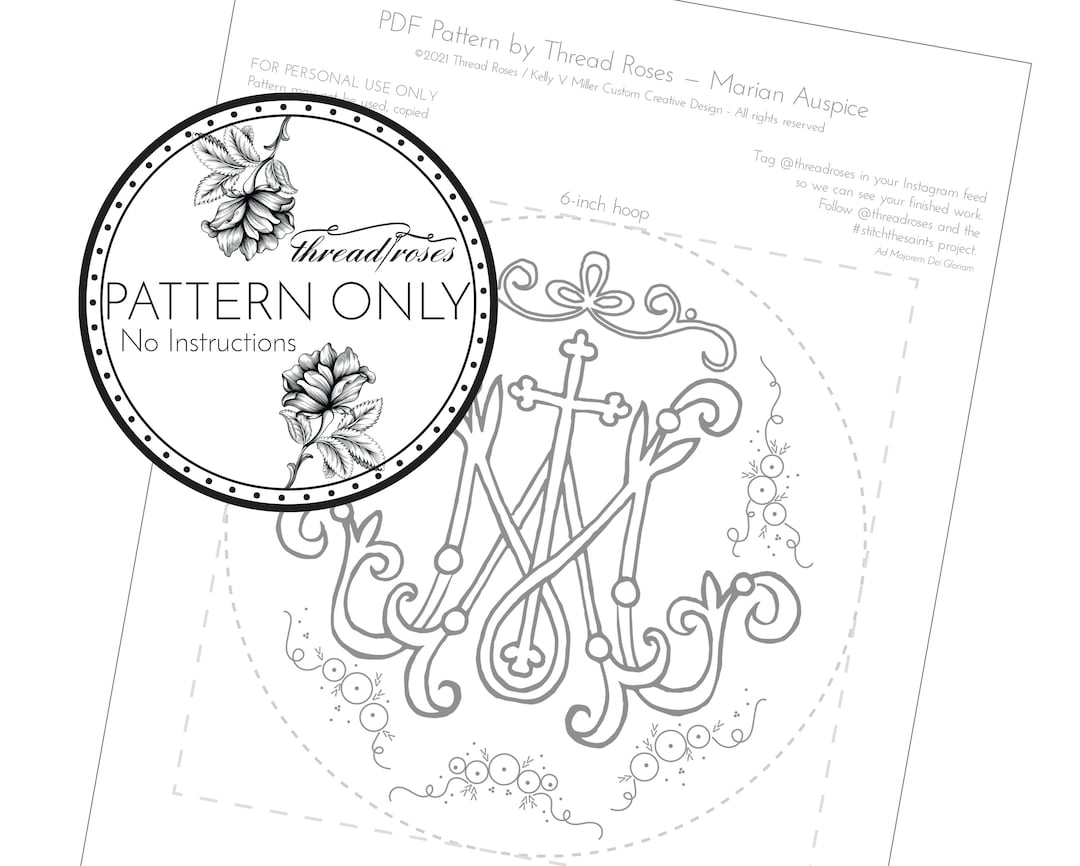 Marian Auspice - Pattern Only, No Instructions - Catholic Embroidery - Etsy