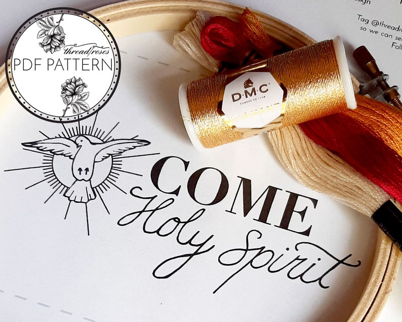 Come Holy Spirit Catholic Hand Embroidery Pattern - Etsy