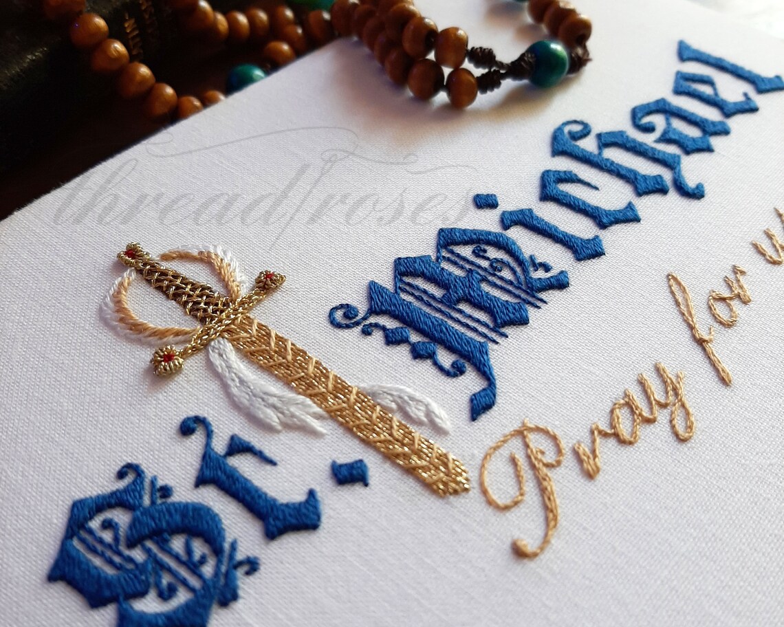 Saint Michael the Archangel, Stitch the Saints — Catholic Embroidery ...
