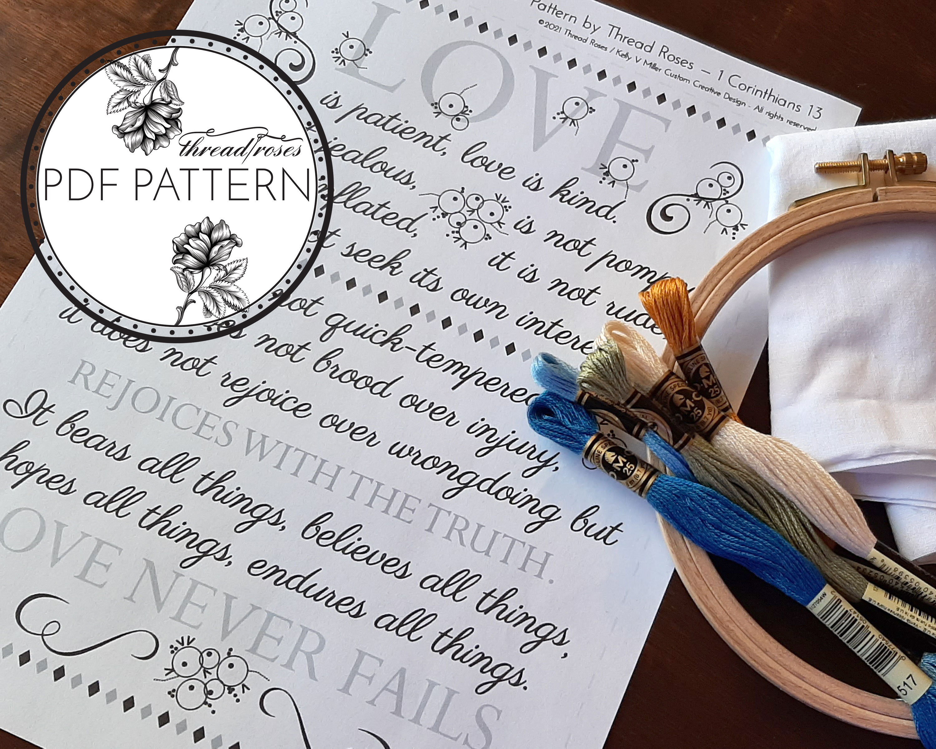 1 Corinthians 13, love Is... Catholic Hand Embroidery Pattern - Etsy