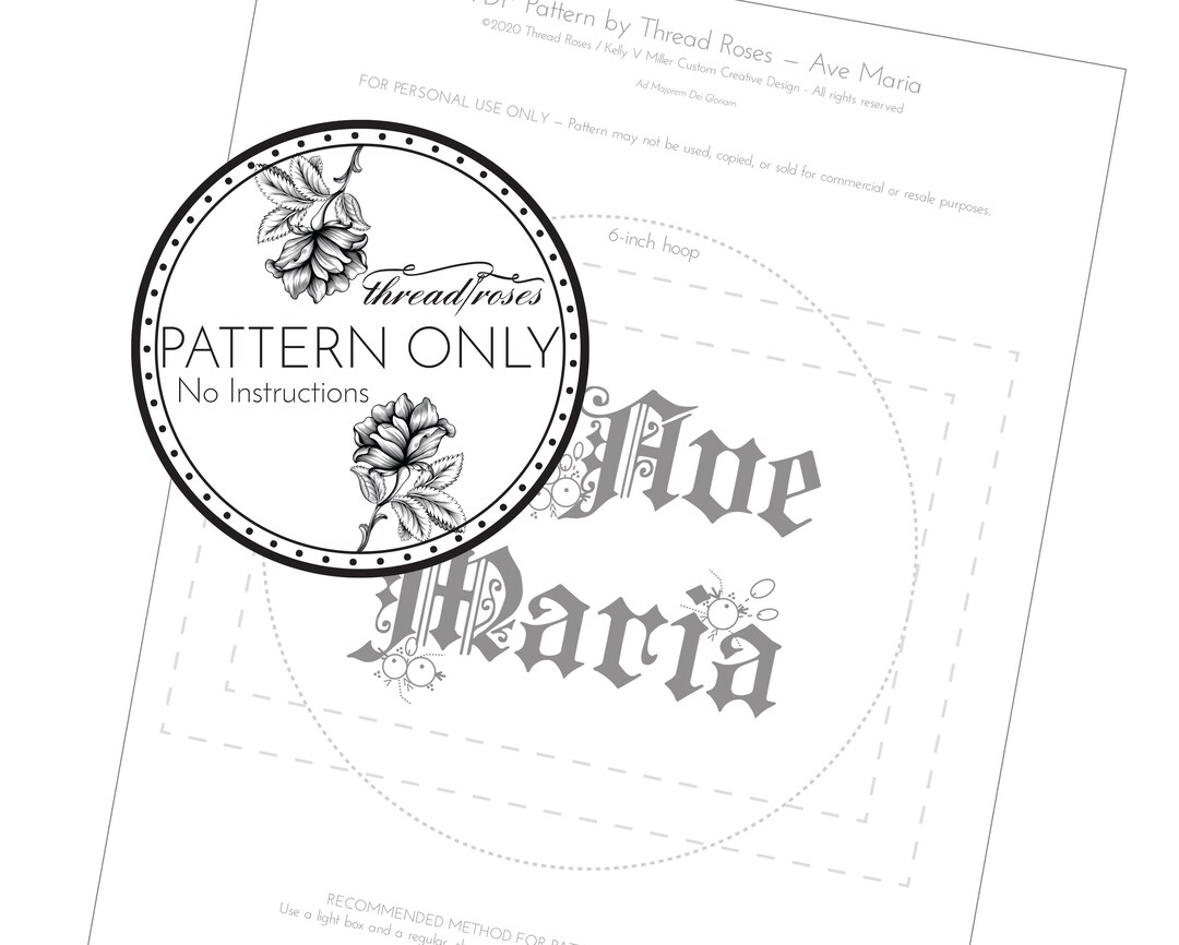 Ave Maria - Pattern Only, No Instructions - Catholic Embroidery - Etsy