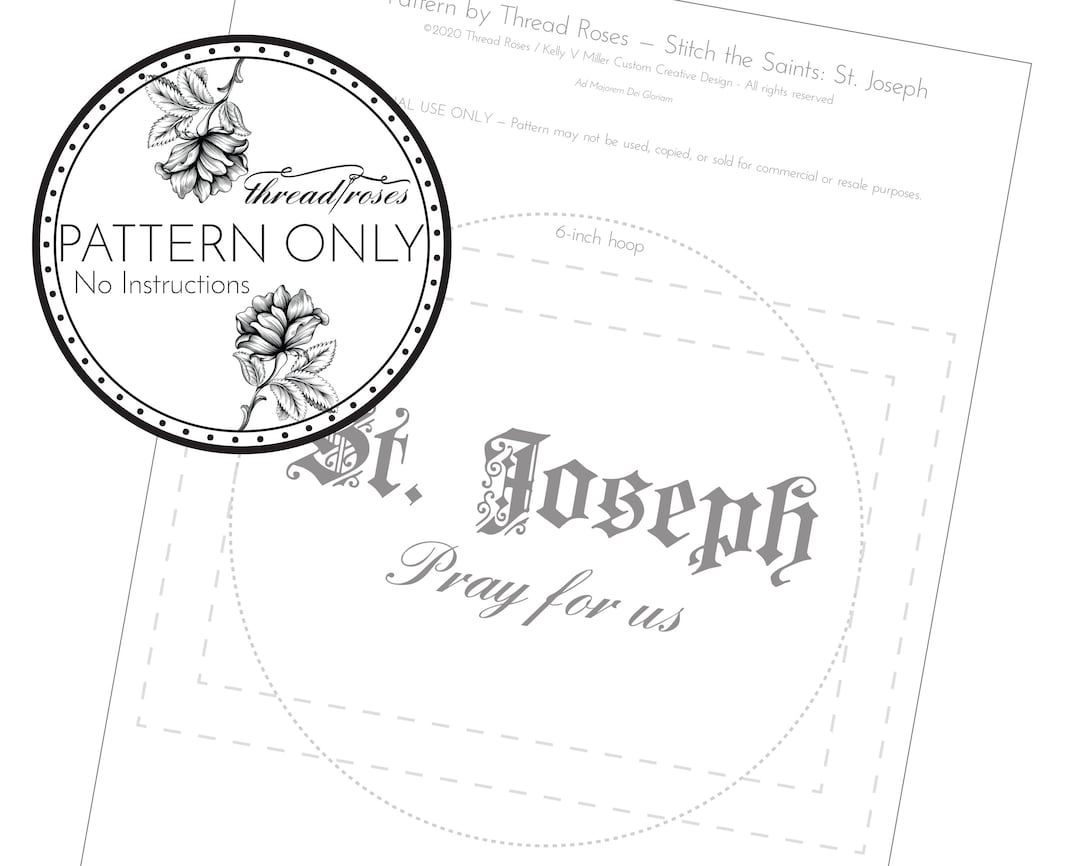 St. Joseph - Pattern Only, No Instructions - Catholic Embroidery - Etsy