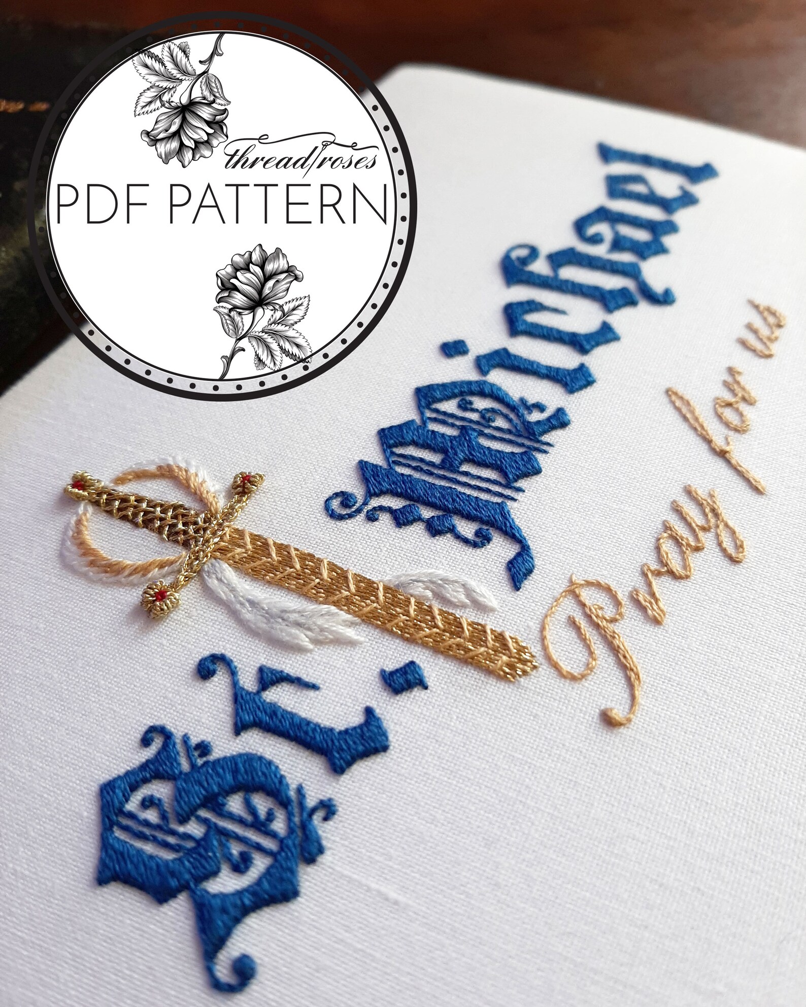 Saint Michael the Archangel, Stitch the Saints — Catholic Embroidery ...