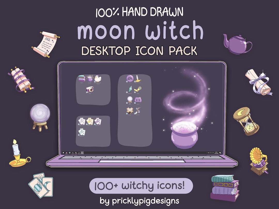 Moon Witch 2: Witchy Aesthetic Desktop Folder Icon Pack for Windows ...